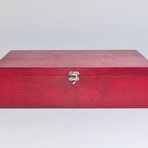 Large Storage Box / Big Wooden Box / Wooden Gift and Keepsake Box / Red ...