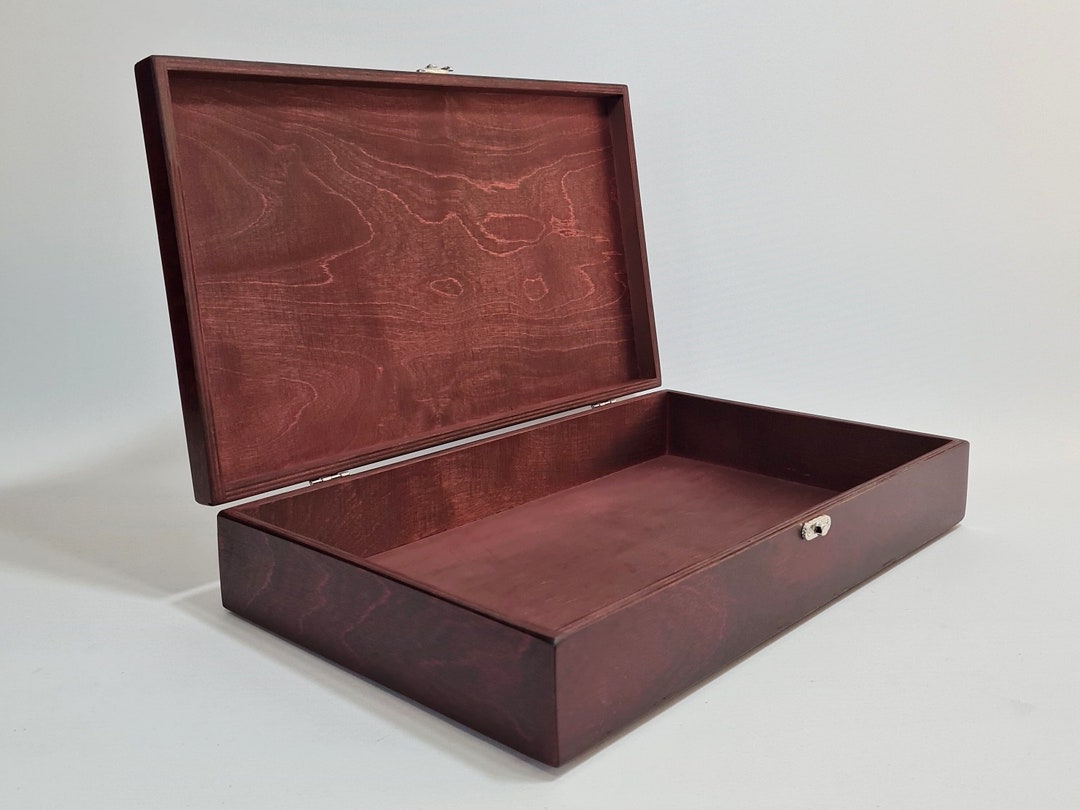 Large Dark Red Wooden Box / Gift Box / Big Storage Box / 16.92 X 9.84 X ...