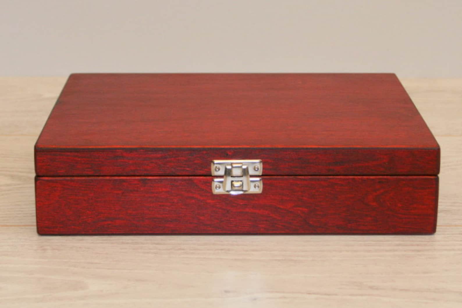 Red Wooden Gift Box / Keepsake Box 8.66 X 6.50 X 2.16 Inch / - Etsy