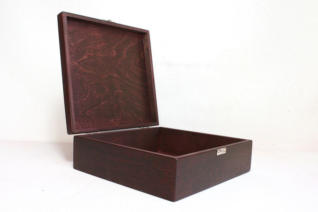 Dark Red Wooden Box / 8.46 X 8.46 X 2.95 Inch - Etsy