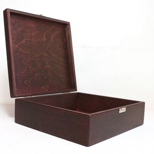 Dark Red Wooden Box / 8.46 X 8.46 X 2.95 Inch - Etsy