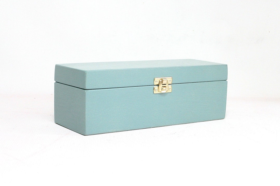 Light Blue Wood Box / Wooden Gift Box - Etsy