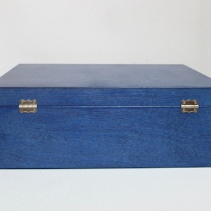 Blue Wooden Box / Large Gift Box / Big Storage Box / Blue Storage Box ...