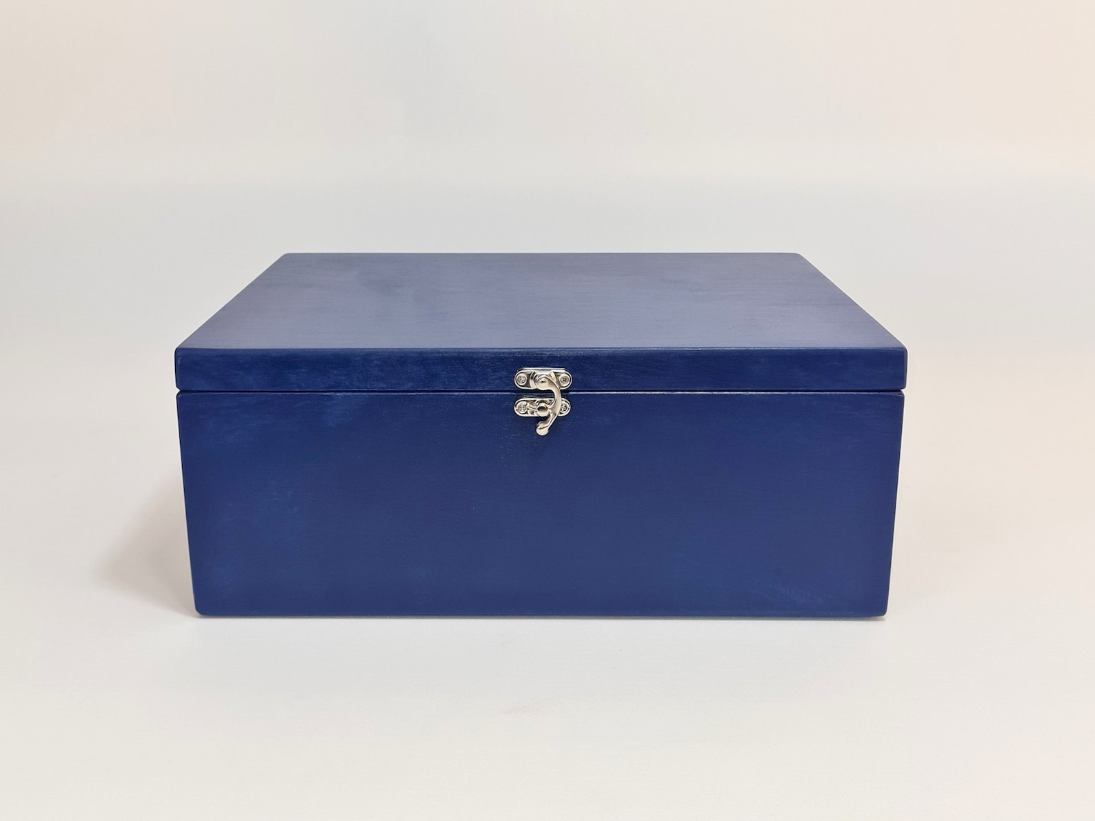 Dark Blue Stained Wooden Box: Large Storage, Varnished Finish - Etsy