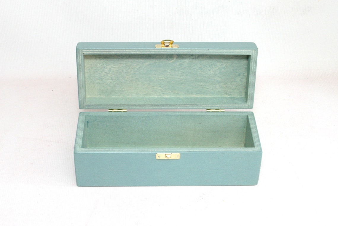 Light Blue Wood Box / Wooden Gift Box - Etsy