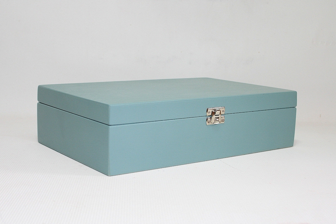 Light Blue Wooden Gift Box / Keepsake Box / Jewelry Box / Storage Box ...