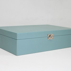 Light Blue Wooden Gift Box / Keepsake Box / Jewelry Box / Storage Box ...