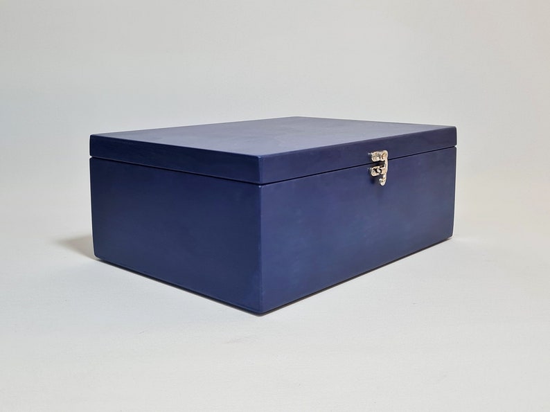 Wooden A4 Size Box / Dark Blue Wooden Box / A4 Size Storage - Etsy