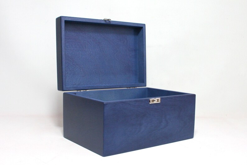 Dark Blue Wooden Box / Gift Box / Keepsake Box / Storage Box - Etsy
