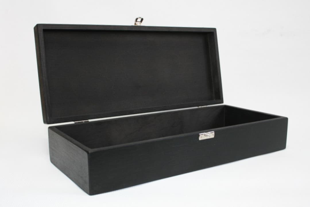 Black Wooden Keepsake Box / Storage Box / Gift Set Box 14.17 X 5.70 X 2 ...