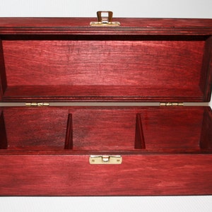 Red Storage Box / 3 Compartments Wooden Box / Wooden Keepsake Box ...
