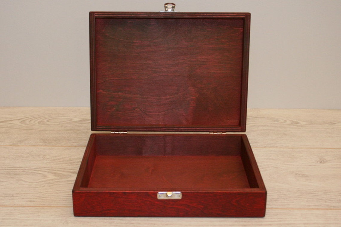 Red Wooden Gift Box / Keepsake Box 8.66 X 6.50 X 2.16 Inch / - Etsy