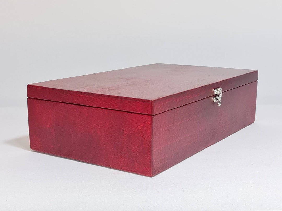 Large Storage Box / Big Wooden Box / Wooden Gift and Keepsake Box / Red ...