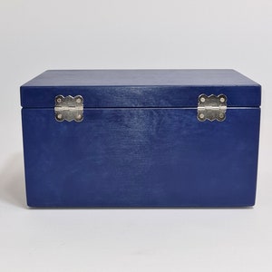Dark Blue Wooden Box / Gift Box / Keepsake Box / Storage Box 9.05 X 5. ...