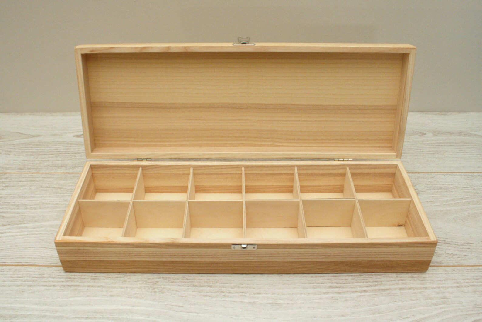 Large Collection Box / 12 Compartments Ash Wood Box / Wooden - Etsy