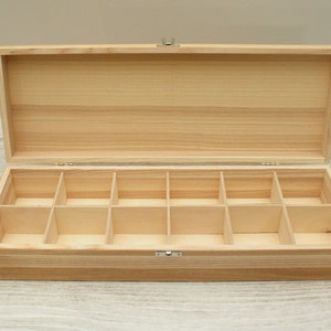 Large Collection Box / 12 Compartments Ash Wood Box / Wooden Storage ...