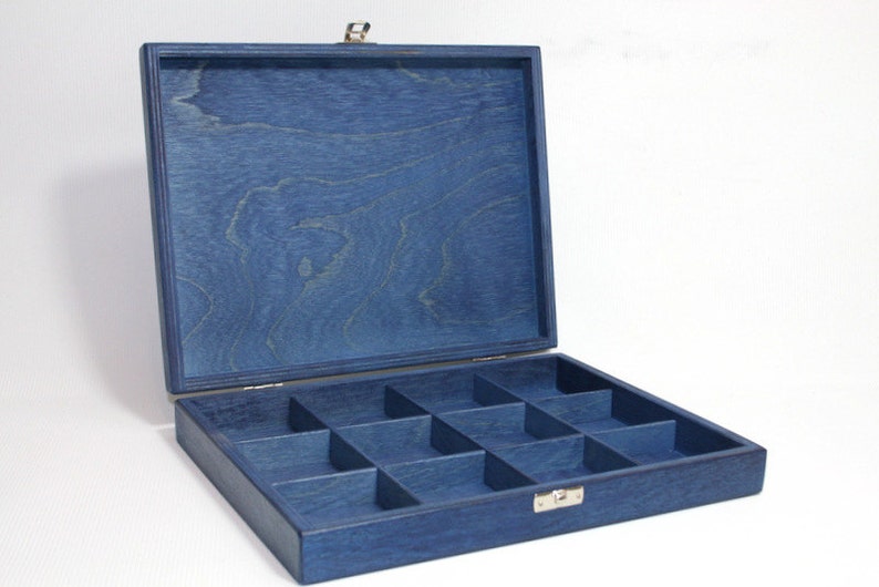 Blue Collection Box / 12 Compartments Box / Keepsake Box / | Etsy