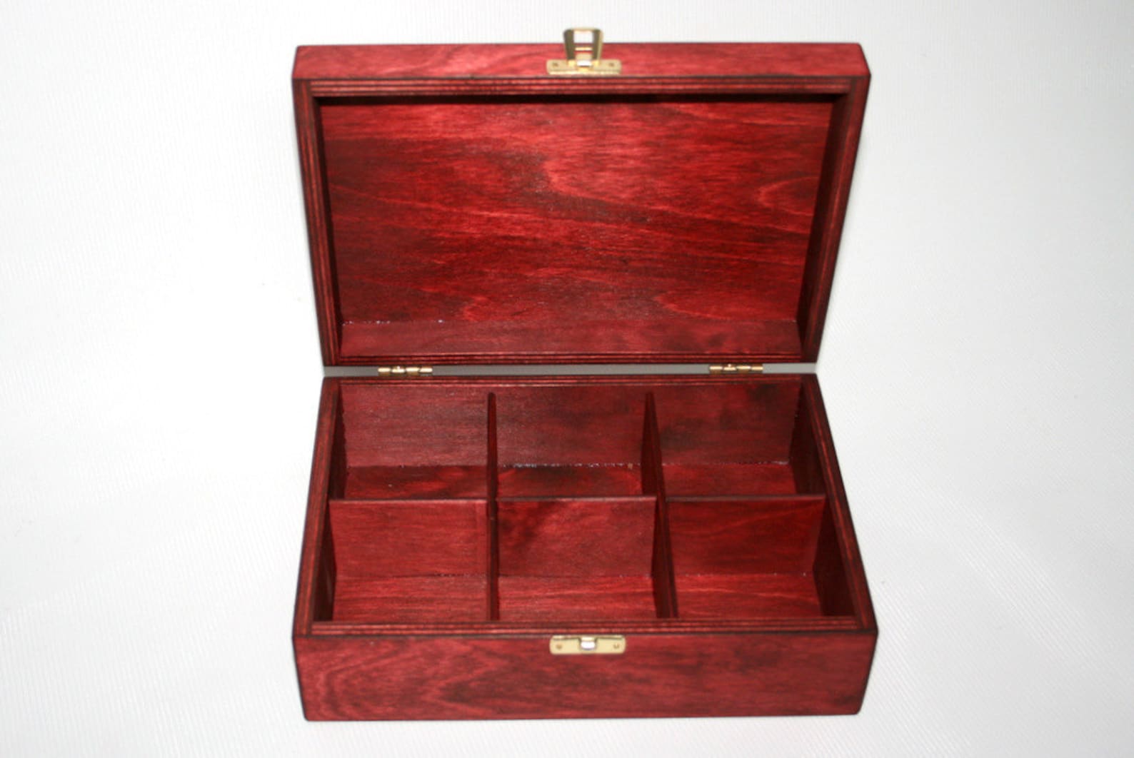 Wooden 6 Compartments Box / Tea Box / Red Box / Wooden | Etsy