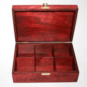 Wooden 6 Compartments Box / Tea Box / Red Box / Wooden Keepsake Box ...