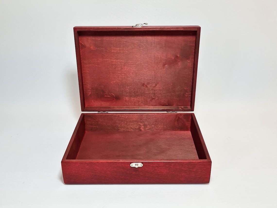 Wooden A4 Size Box / Red Wooden Box / A4 Size Storage Box / 12 X 8.66 X ...