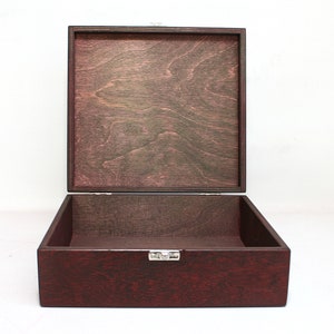 Dark Red Wooden Box / 8.46 X 8.46 X 2.95 Inch - Etsy
