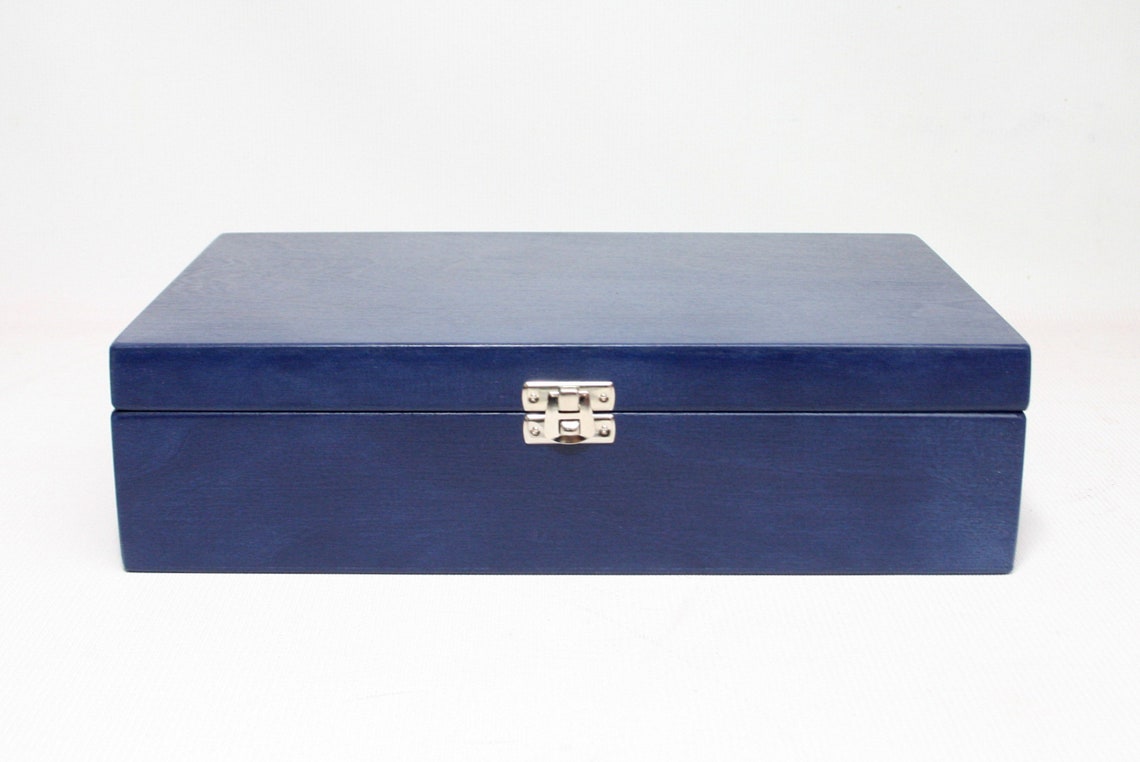 Dark Blue 12 Compartments Wooden Tea Box / Jewelry Box / - Etsy