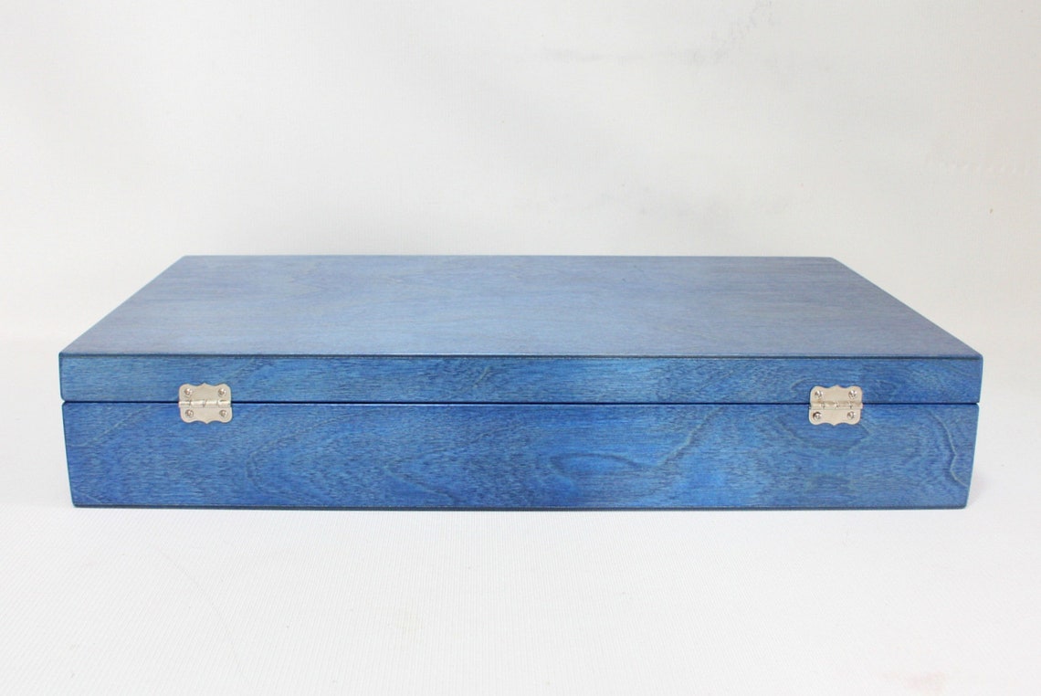24 Compartments Blue Wooden Tea Box / Blue Storage Box / - Etsy