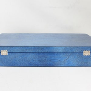 24 Compartments Blue Wooden Tea Box / Blue Storage Box / - Etsy