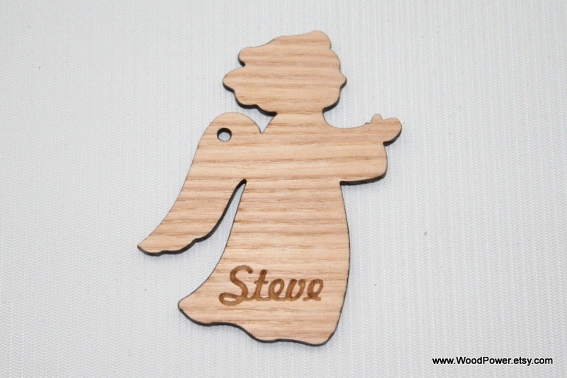 Personalized Gift Tag / Wooden Angel / Christmas Tree Pendant - Etsy