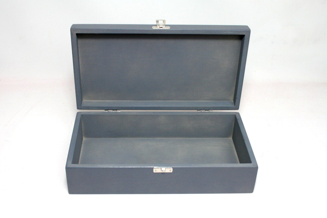 Gray Wooden Gift Box / Keepsake Box / Jewelry Box / Storage Box ...