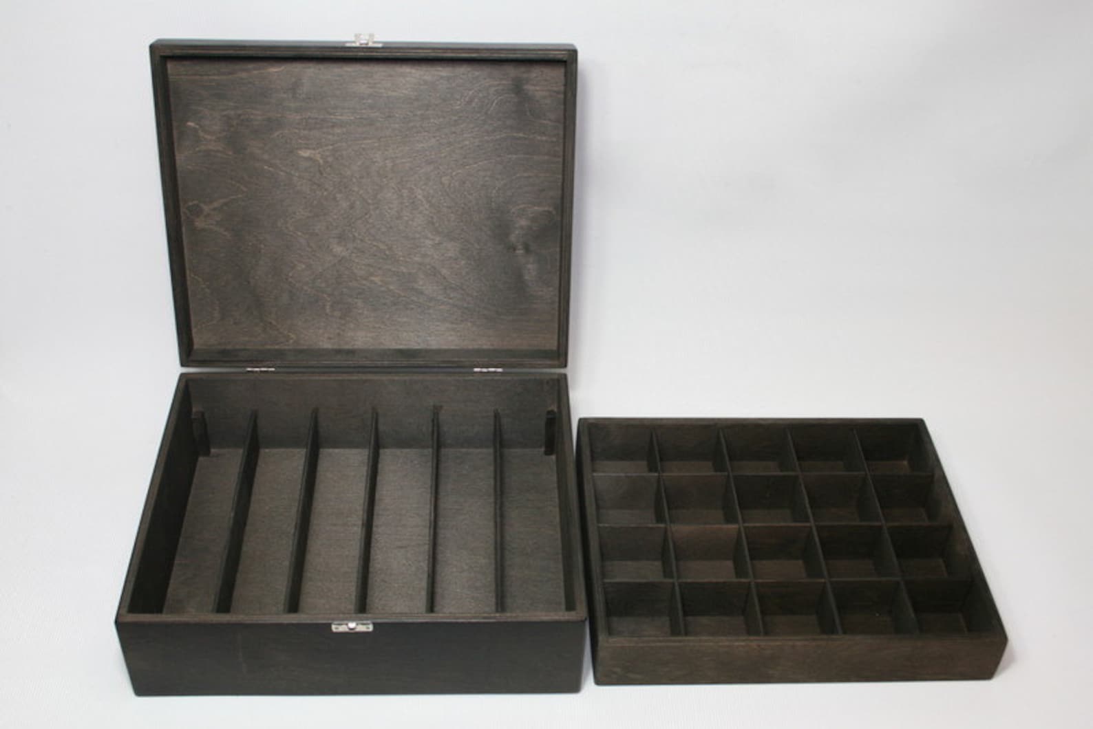 Large Wooden Storage Box / Collection Box With Removable Layer / Large ...