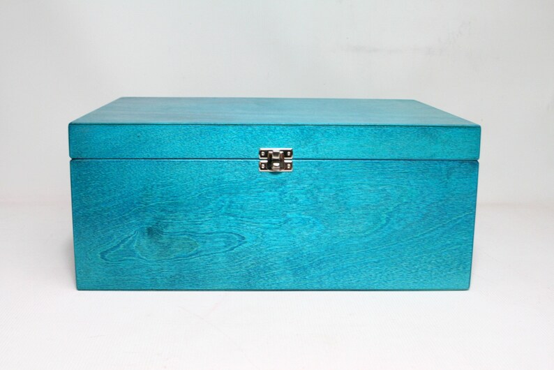 Turquoise Wooden Box / Large Gift Box / Big Storage Box / | Etsy