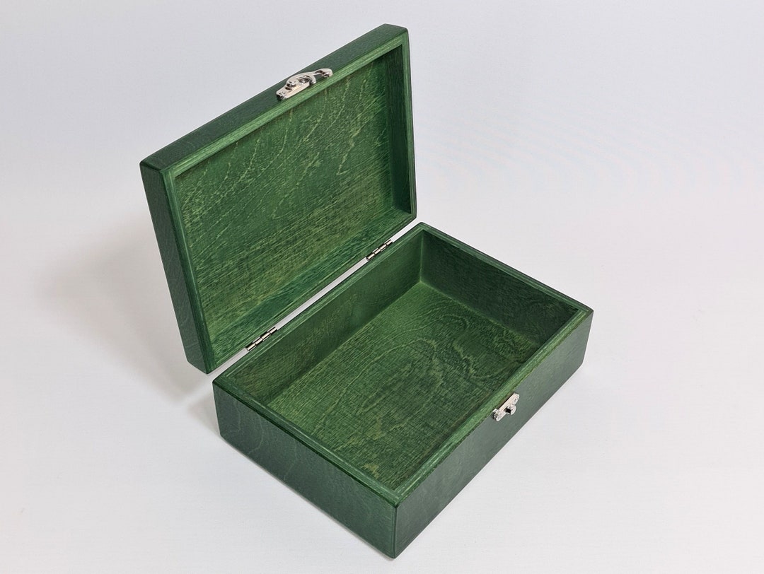 Dark Green Wooden Box / Storage Box / Keepsake Box / Gift Box / Plywood ...