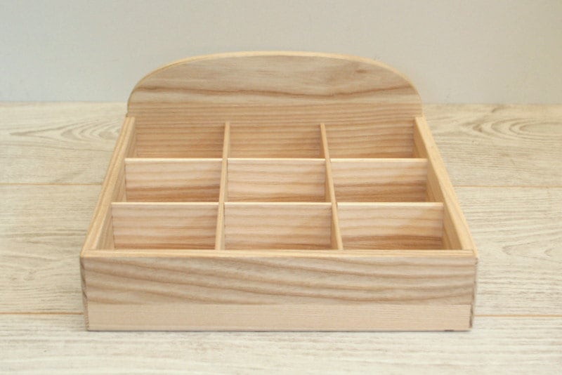 9 Open Compartments Wooden Tea Box / Ash Wood Box / Box With | Etsy