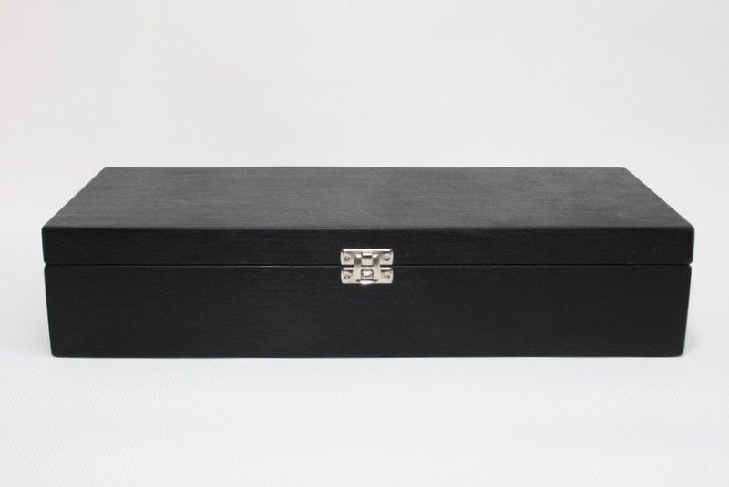 Black Wooden Keepsake Box / Storage Box / Gift Set Box 14.17 X 5.70 X 2 ...