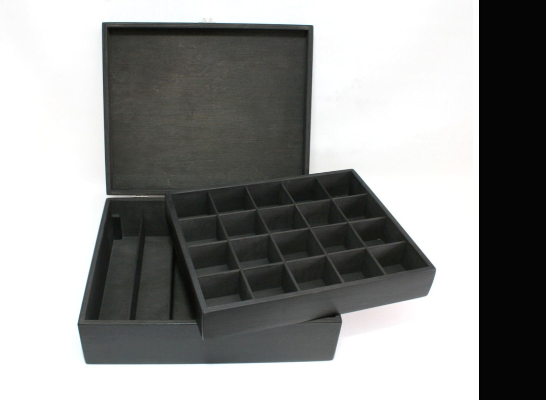 Black Plywood Collection Box: Large Wooden Storage With Removable Layer ...
