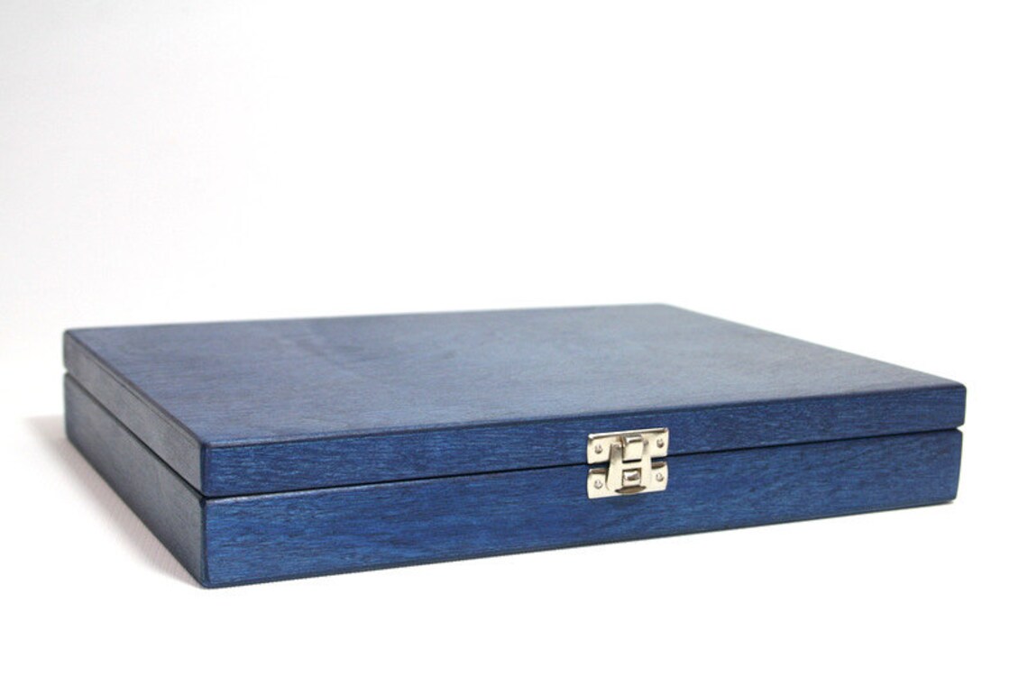 Blue Collection Box / 12 Compartments Box / Keepsake Box / | Etsy