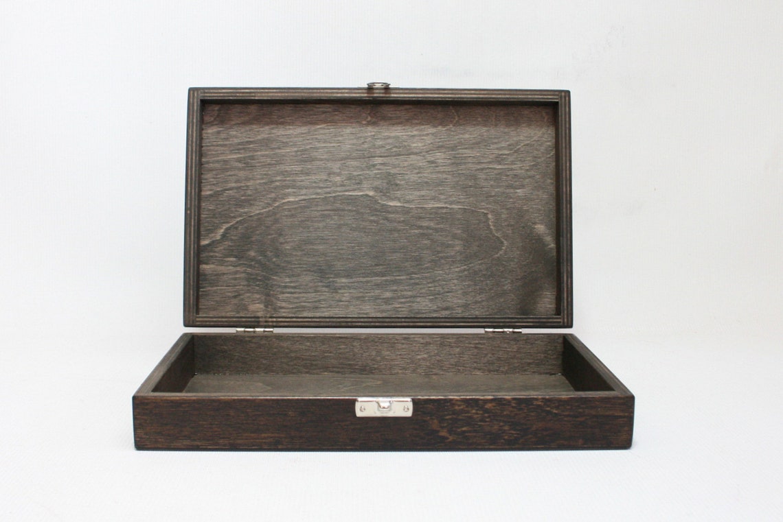 Dark Brown Wooden Box / Wooden Gift Box / Dark Brown Keepsake - Etsy