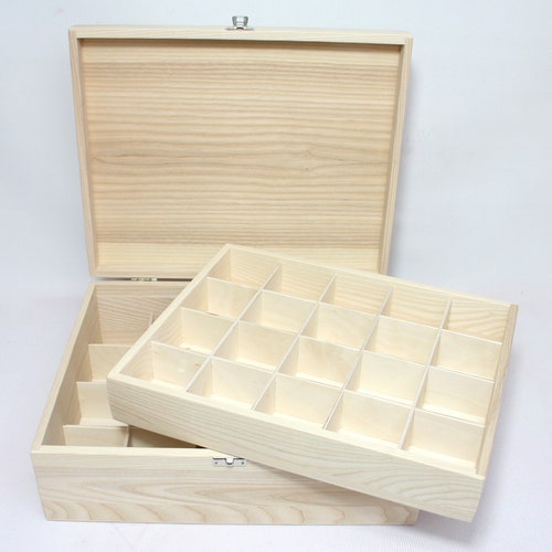 Large Wooden Storage Box / Collection Box With Removable Layer - Etsy