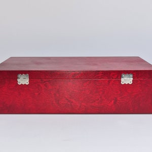 Large Storage Box / Big Wooden Box / Wooden Gift and Keepsake Box / Red ...
