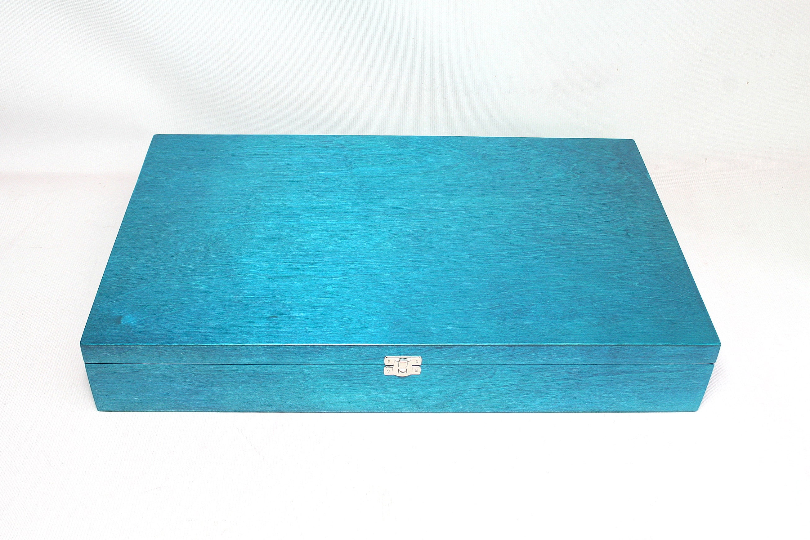 Large Turquoise Wooden Box / Gift Box / Big Storage Box / | Etsy