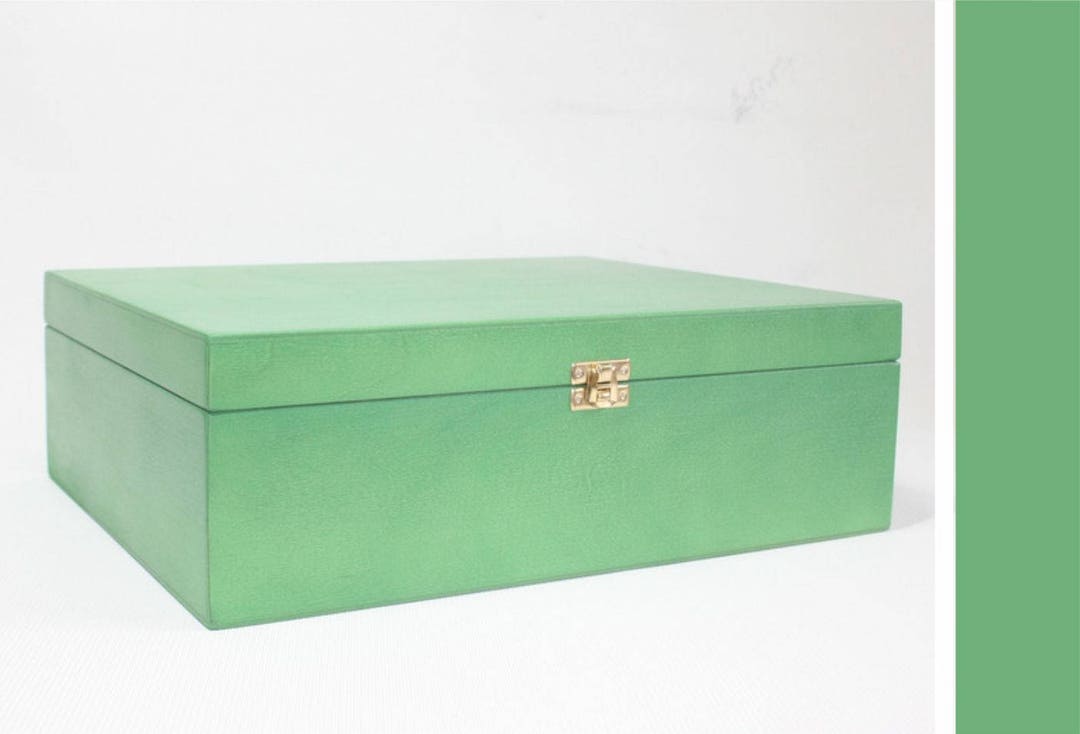 Green Wooden Box / Large Gift Box / Big Storage Box / Green Storage Box ...