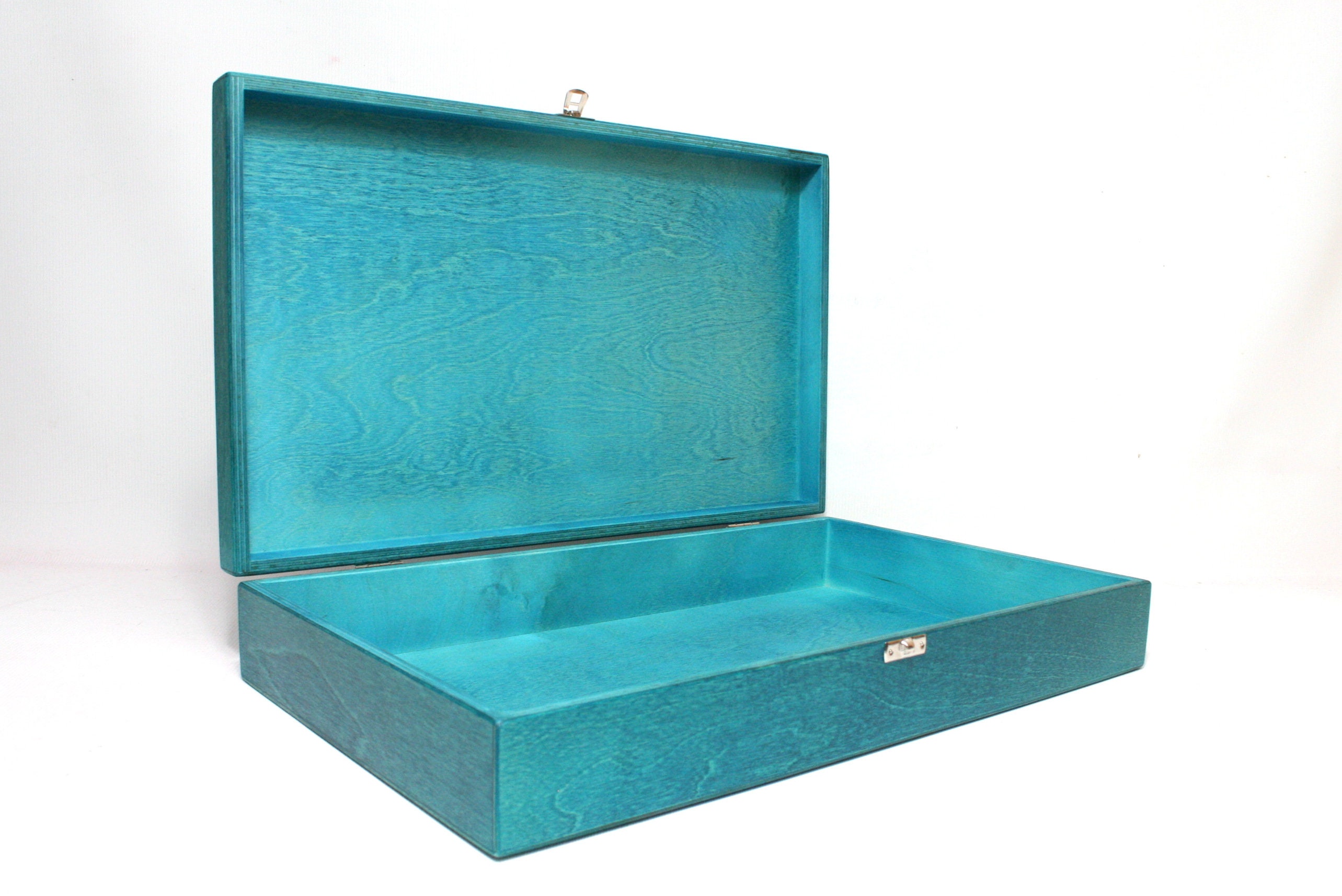Large Turquoise Wooden Box / Gift Box / Big Storage Box / | Etsy