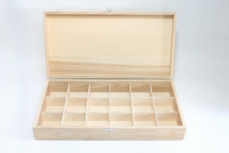 18 Compartments Ash Wood Box / Wooden Tea Box / Tea Organizer - Etsy