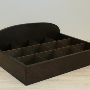 Wooden Tea Box 12 Open Compartments / Dark Brown Box / Tea Display Box ...