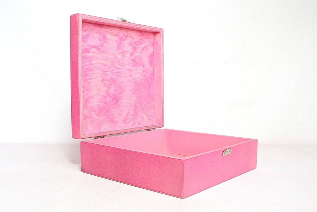 Pink Wooden Box / 8.46 X 8.46 X 2.95 Inch - Etsy