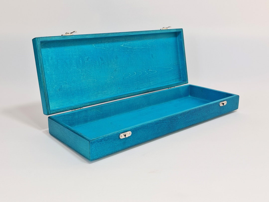 Wooden Gift Box / Turquoise Box / Keepsake Box / Storage Box 17.71 X 5. ...