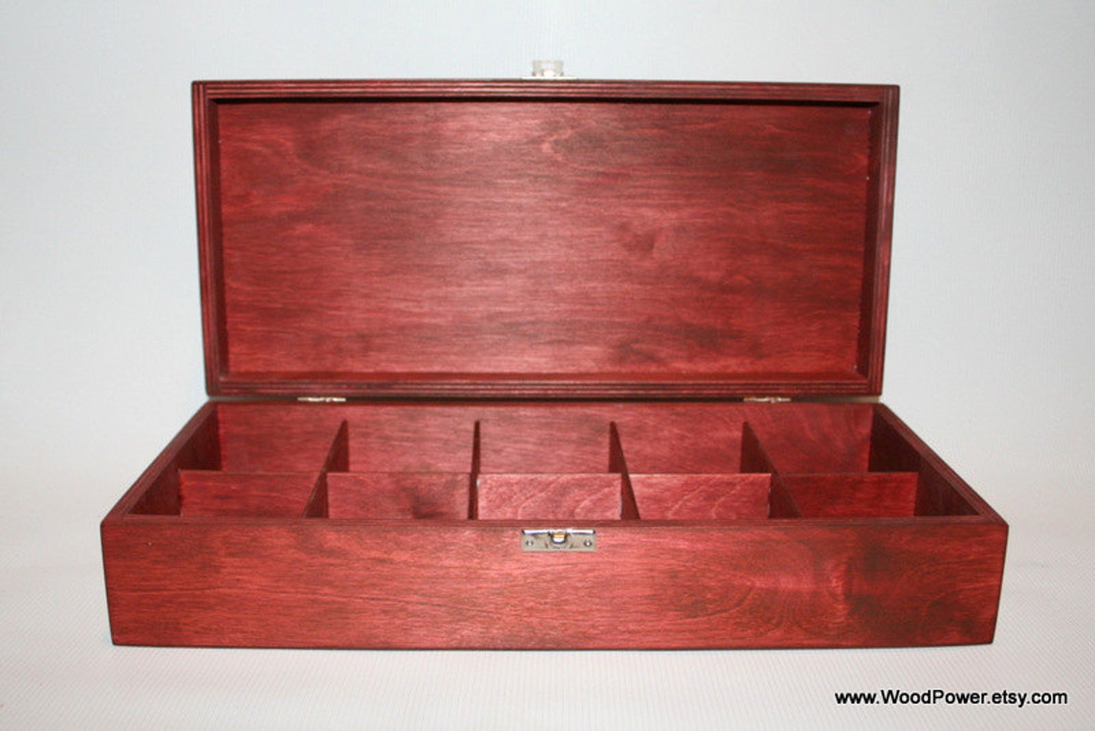 10 Compartments Wooden Storage Box / Red Collection Box / | Etsy