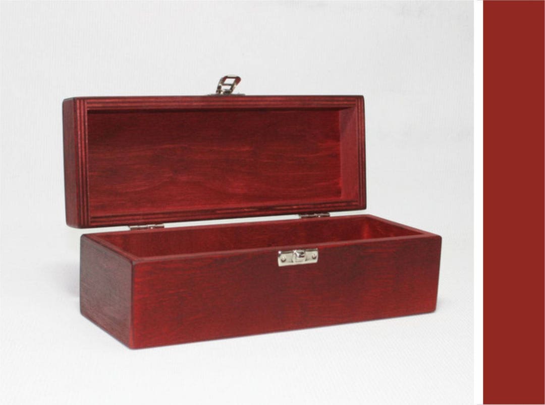 Red Plywood Keepsake Box: Stained Wood Storage (8.46x2.75x2.95 Inches ...