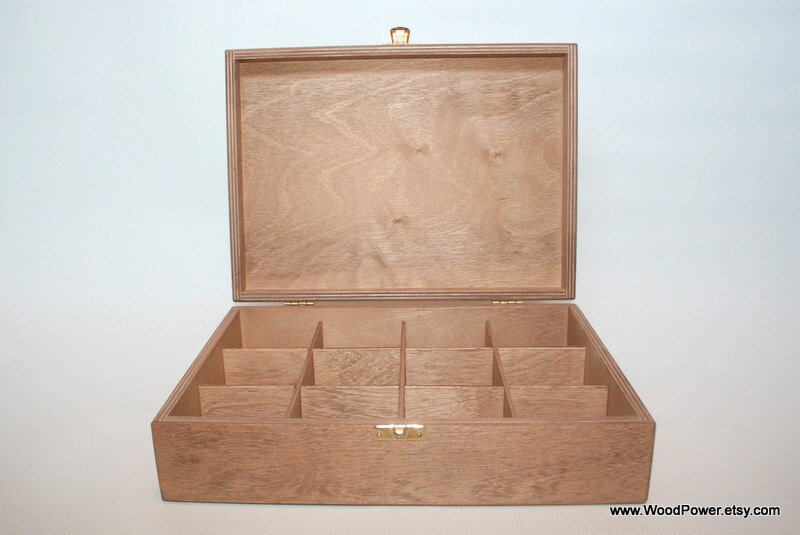 Wooden Tea Box / 12 Compartments Box / Light Brown Box / - Etsy